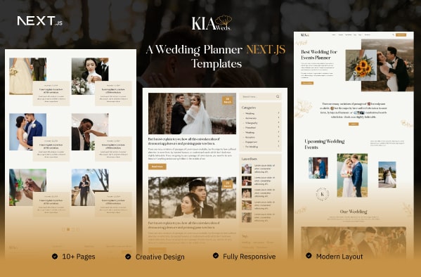 Kiaweds: Next js Wedding Planner Website Template