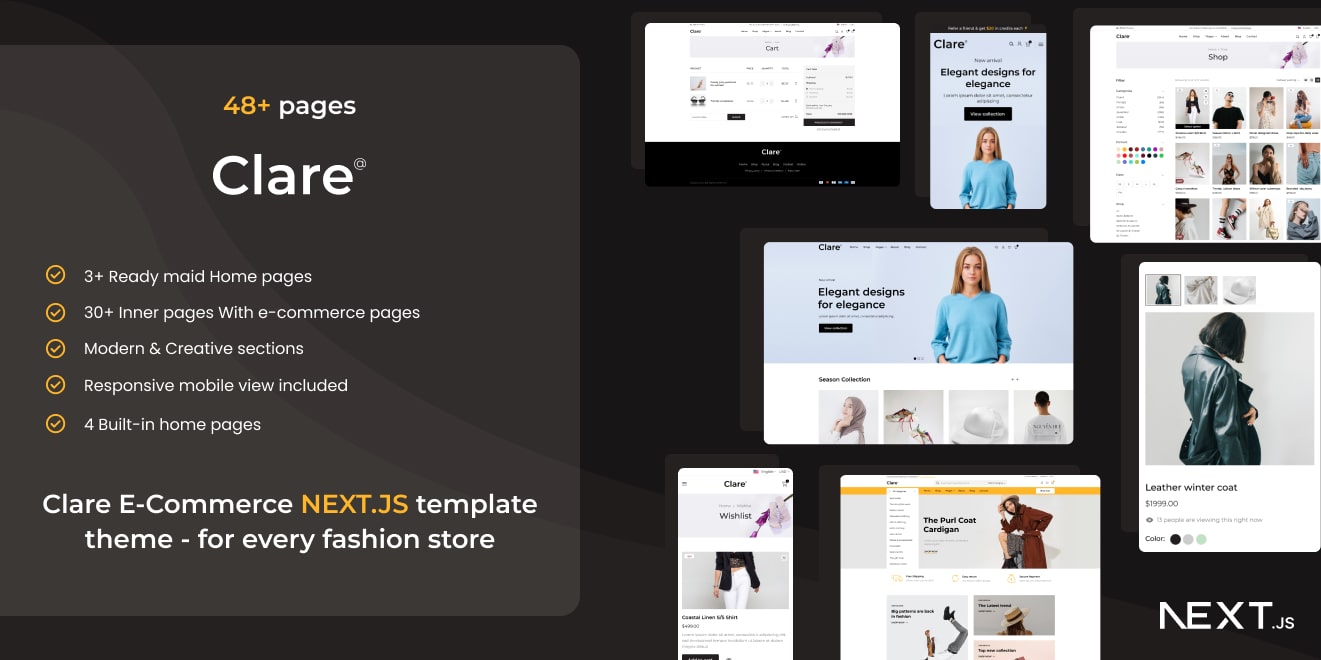Clare: Next.js Ecommerce Website Template (Multipurpose)